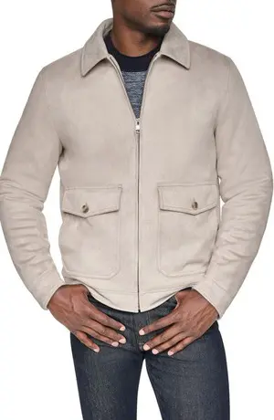 Dkny Faux Suede Trucker Jacket Stone
