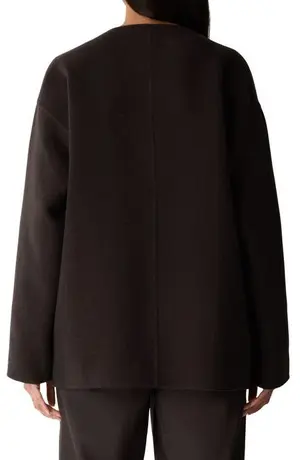 Eileen Fisher Round Neck Wool Short Coat
