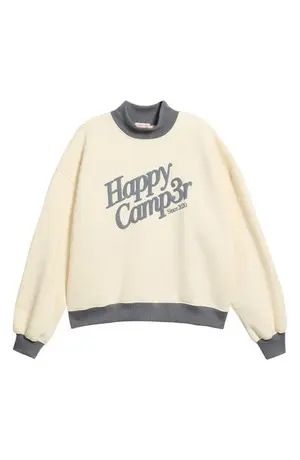 HAPPY CAMP3R Puff Series Logo Mock Neck Sweatshirt - Cream