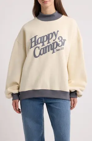 HAPPY CAMP3R Puff Series Logo Mock Neck Sweatshirt - Cream