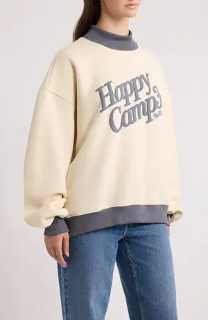 HAPPY CAMP3R Puff Series Logo Mock Neck Sweatshirt - Cream