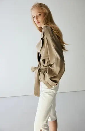 Mango Fitted Belted Trench Jacket