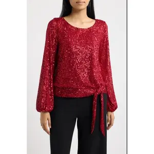 TAHARI ASL Sequin Top - Red