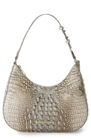 Brahmin Stephie Croc Embossed Leather Shoulder Bag - Fossilized