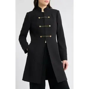 TAHARI ASL Military Double Breasted Coat - Black