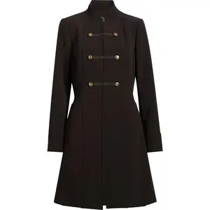 TAHARI ASL Military Double Breasted Coat - Espresso