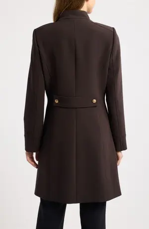 TAHARI ASL Military Double Breasted Coat - Espresso