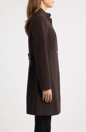 TAHARI ASL Military Double Breasted Coat - Espresso