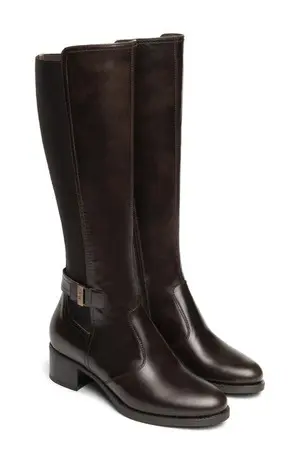 NEROGIARDINI Block Heel Leather Boot - Chocolate
