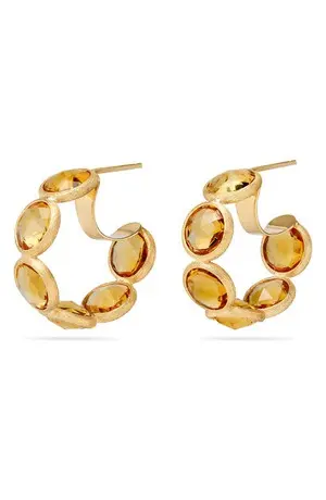 Marco Bicego Jaipur Color 18k Citrine Hoop Earrings - Gold