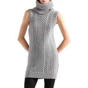 7 For All Mankind Cowl Neck Cable Vest - Wool Slate