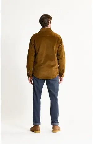 JACHS Lined Corduroy Overshirt - Khaki