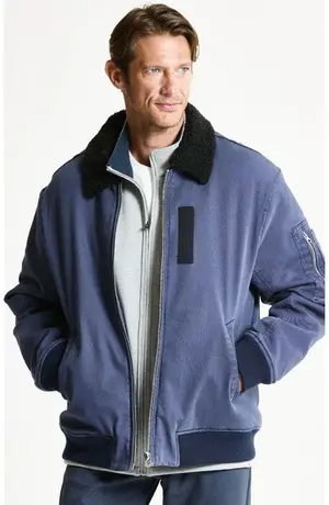JACHS Soft Lined Bull Denim Bomber Jacket - Indigo