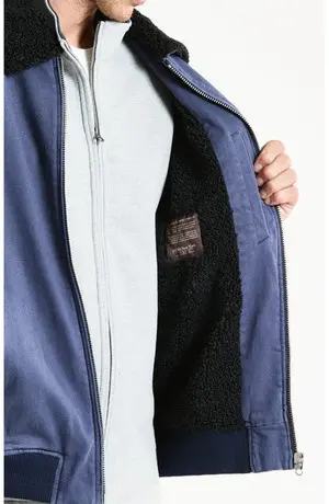JACHS Soft Lined Bull Denim Bomber Jacket