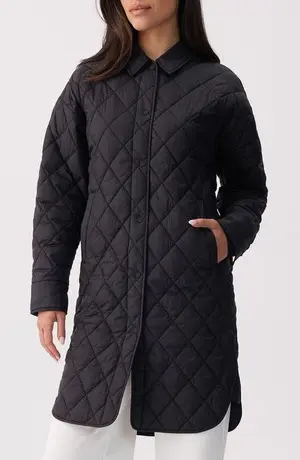 LOLE Avril Quilted Longline Shacket - Black