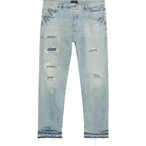 PURPLE BRAND P005 Distressed Straight Leg Jeans - Light Indigo