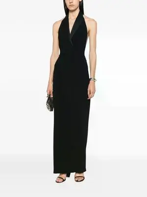 Patrizia Pepe Tuxedo-lapel Halterneck Dress