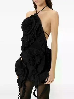 Blumarine Pleated-rose Taffeta Mini Dress