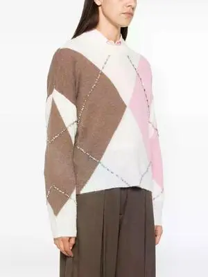 Liu Jo Argyle Crystal-embellished Sweater