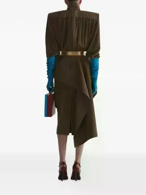 MUGLER Kaki Peplum Blouse