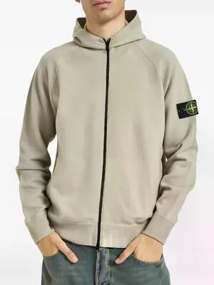 Stone Island Compass-patch Zip-fastening Hoodie - Neutrals