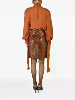 ROWEN ROSE Croc-effect Pencil Skirt