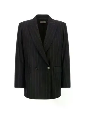 Alberto Biani Double-breasted Pinstripe Blazer - Black