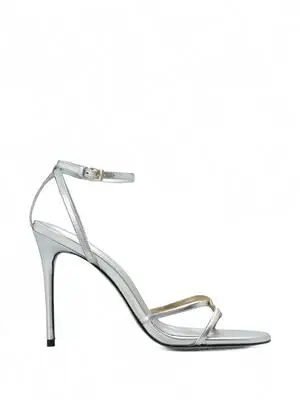 Black Suede Studio Silver Tone Sandals For Women
