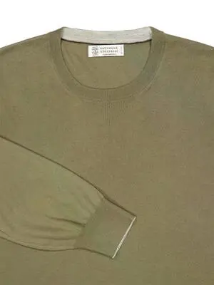 Brunello Cucinelli Crew-neck Ribbed-trim Sweater - Green