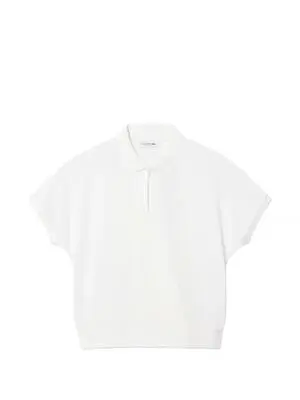 Lacoste Cut-out Scalloped Polo Shirt - White