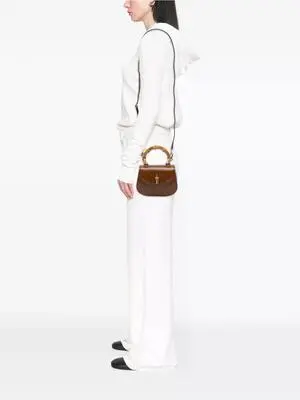 Gucci 2016-2026 Mini Calfskin 1947 Bamboo Top Handle Bag Satchel - Brown