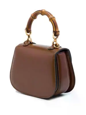 Gucci 2016-2026 Mini Calfskin 1947 Bamboo Top Handle Bag Satchel - Brown