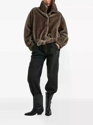 SWORD 6644 Belted Faux-fur Jacket