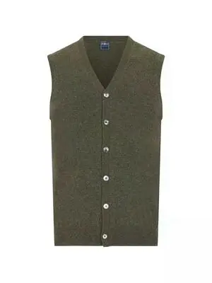 Fedeli Sleeveless Button-front Cardigan - Green