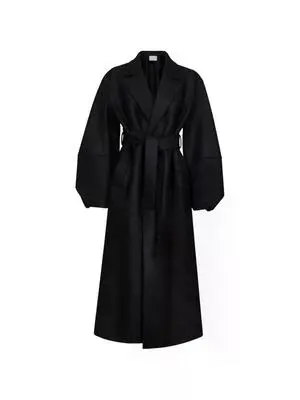 Harris Wharf London Belted Balloon-sleeve Coat - Black