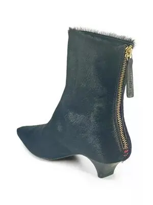 HALMANERA Fern16 Pony-hair Rear-zip Boots - Black