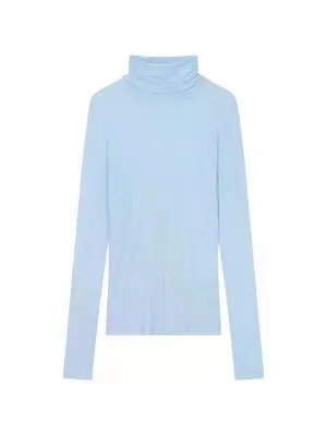 Closed Roll-neck Long-sleeve T-shirt - Blue