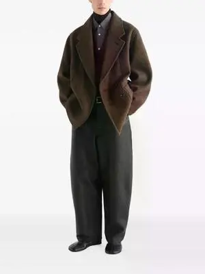 LEMAIRE Short Double-breasted Coat In Felted Wool Alpaca - Brown