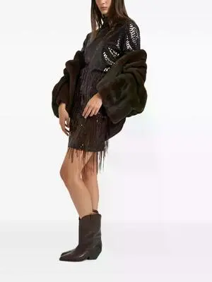 SWORD 6644 Faux-fur Funnel-neck Jacket - Brown