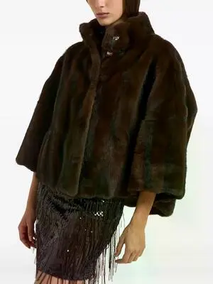 SWORD 6644 Faux-fur Funnel-neck Jacket