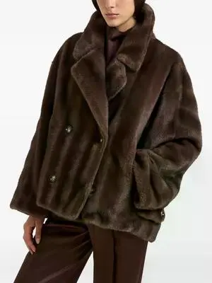 SWORD 6644 Double-breasted Faux-fur Jacket