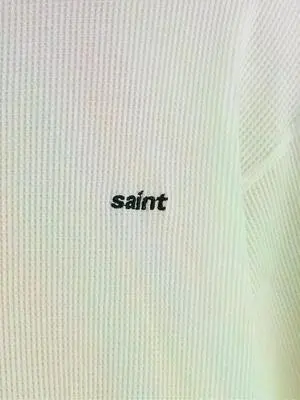 SAINT MXXXXXX Logo-embroidered Waffle-knit T-shirt - White