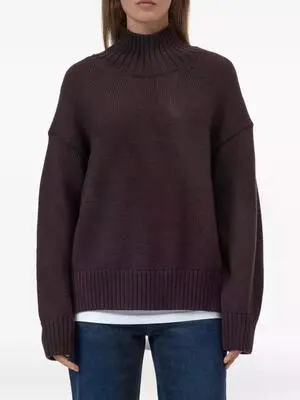 Closed High-neck Rib-trimmed Sweater