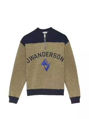 JW Anderson Logo-embroidered Half-zip Sweater - Neutrals