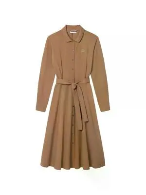 Lacoste Belted Piqué Polo Dress - Brown