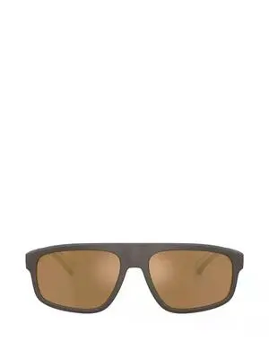 Burberry Check-print Rectangle-frame Sunglasses - Brown
