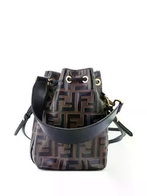 Fendi Mon Tresor Zucca Embossed Leather Mini Bucket Bag - Brown