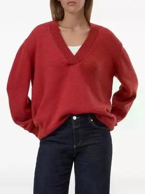 Closed V-neck Long-sleeve Sweater