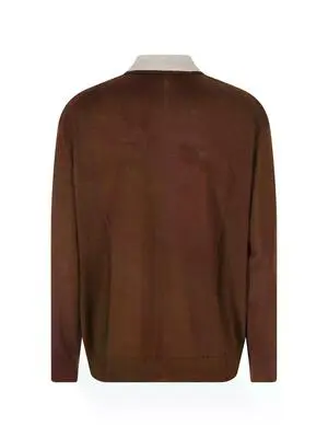 SEMICOUTURE Cassie Contrast-collar Polo Sweater - Brown