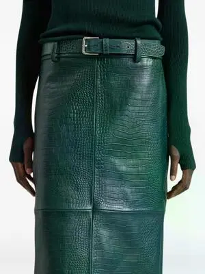 THE FRANKIE SHOP Midi Taney Croc Leather Skirt